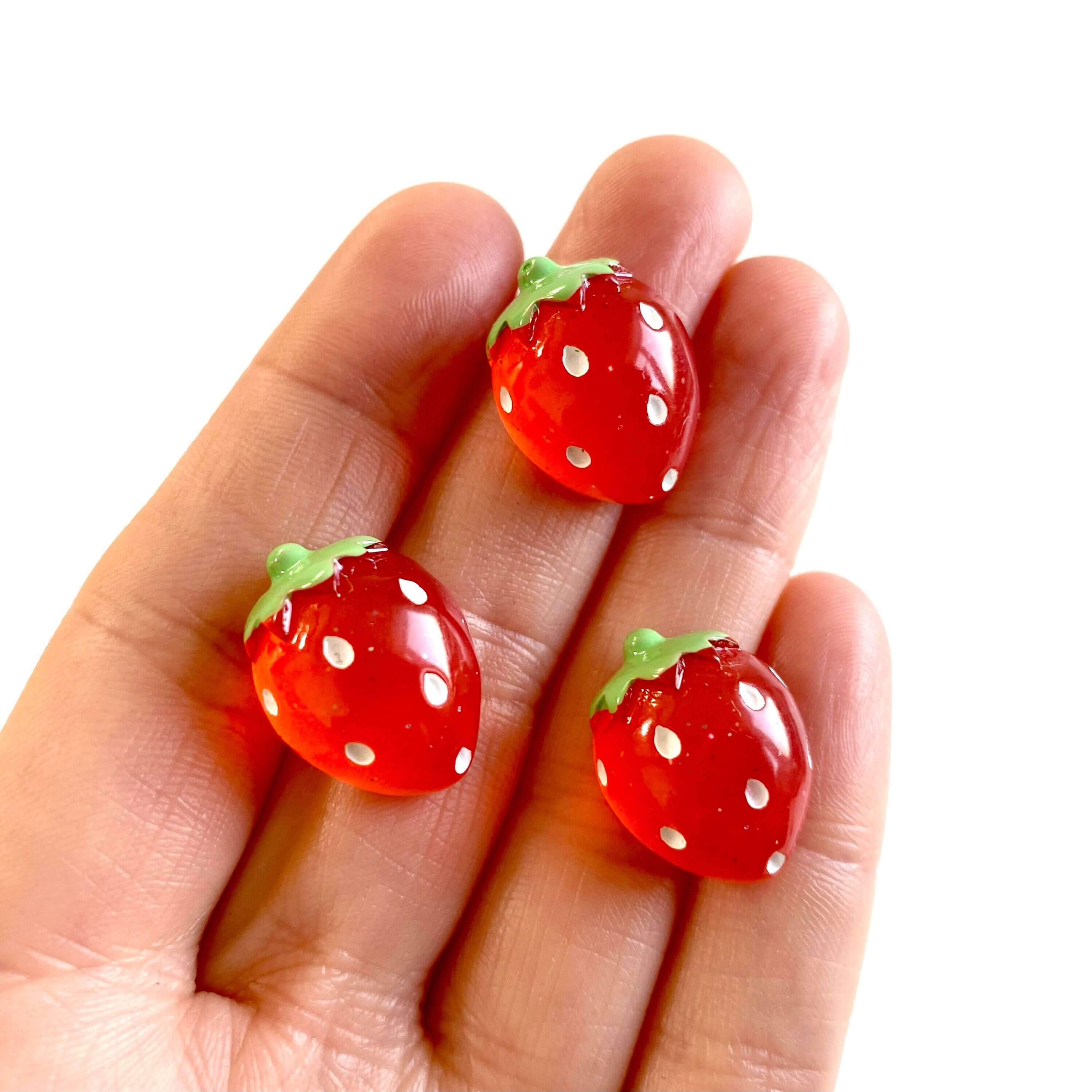 Glitter Strawberry resin charms